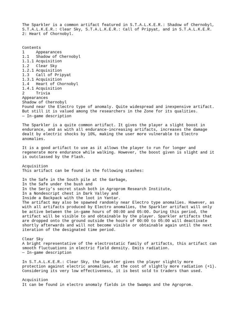 STALKER NOTES- SPRINKLER | PDF