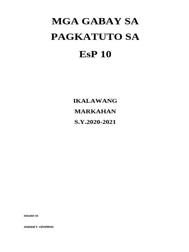 EsP10 Q2 Wk4 Day1 | PDF