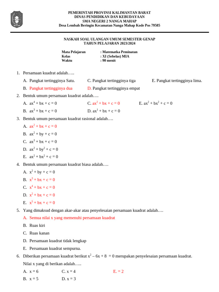 Soal Matematika Minat Xii Mia | PDF