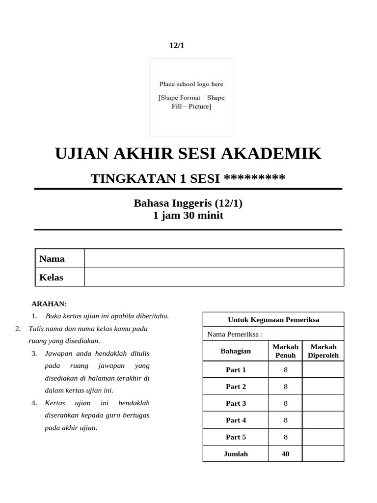 SAMPLE OF QUESTION 1 UASA BI P1 (Form 1) | PDF
