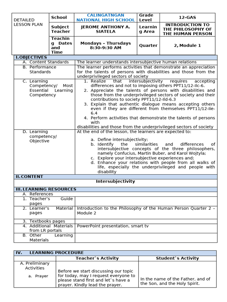 DLP INTRO TO PHILO Q2M2 Intersubjectivity | PDF | Reality | Liberal Arts Education
