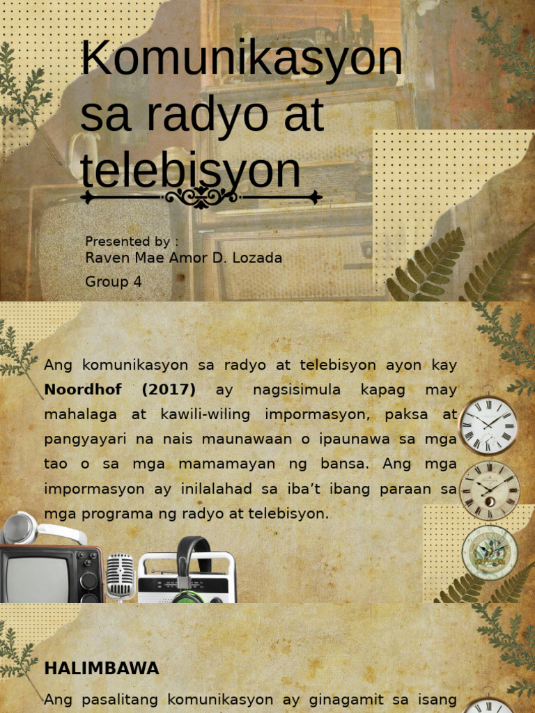 Komunikasyon Sa Radyo at Sa Telebisyon 1 | PDF