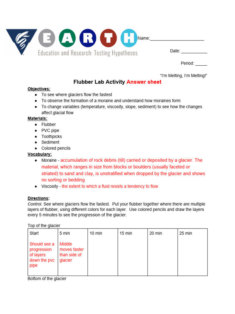 Flubber-Lab-activity-answer-sheet | PDF | Glacier | Glaciology