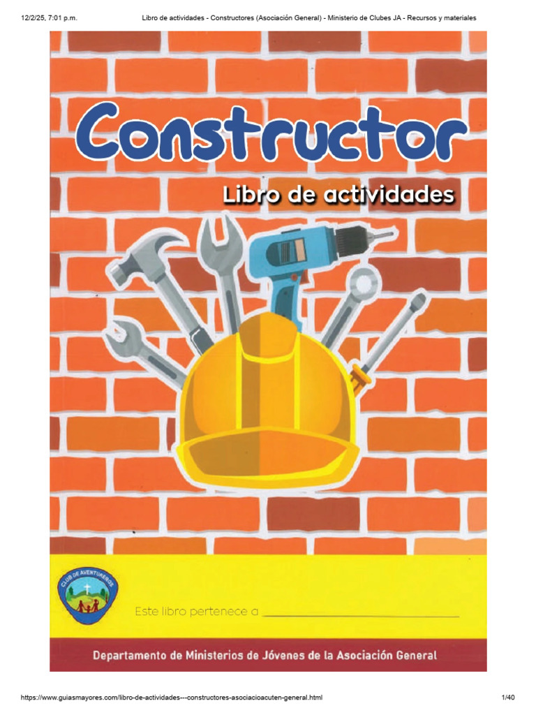 Libro de Actividades - Constructores (Asociación General) - Ministerio de Clubes JA - Recursos y ...