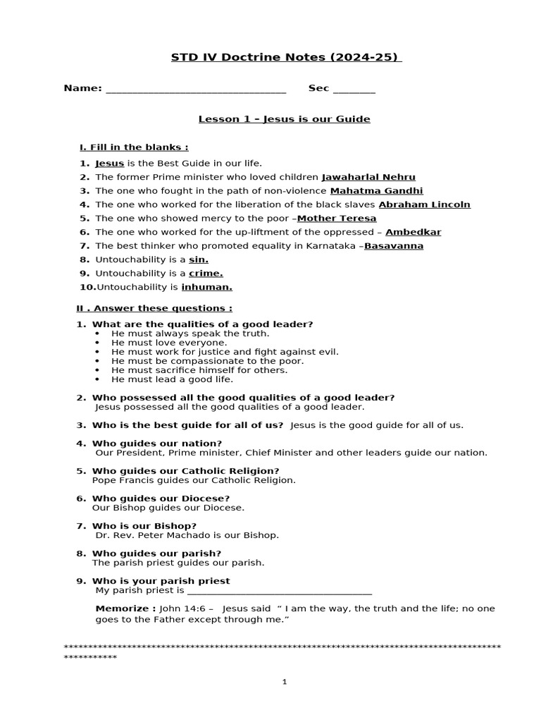 001 Doctrine Notes LESSON 2024 2025 | PDF | Jesus | John The Apostle
