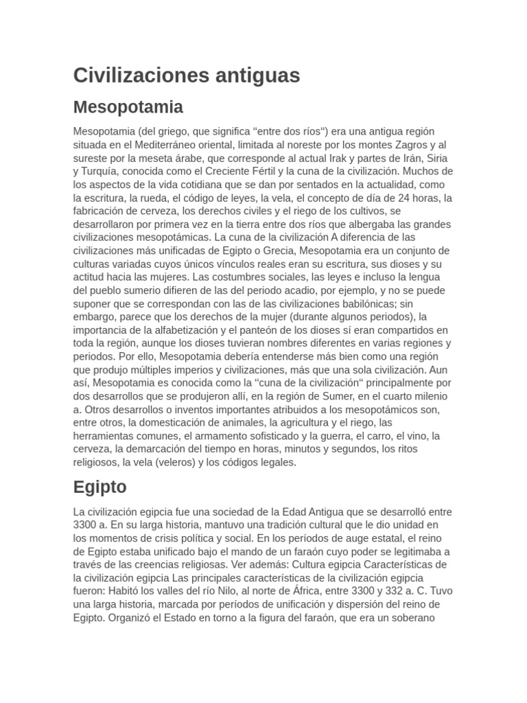 Civilizaciones Antiguas: Mesopotamia, Egipto y Más | PDF | Mesoamérica ...