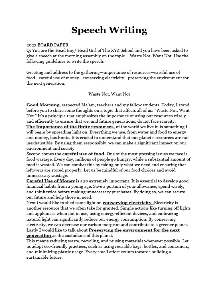 Speech Writing | PDF | Reuse | Sustainable Development