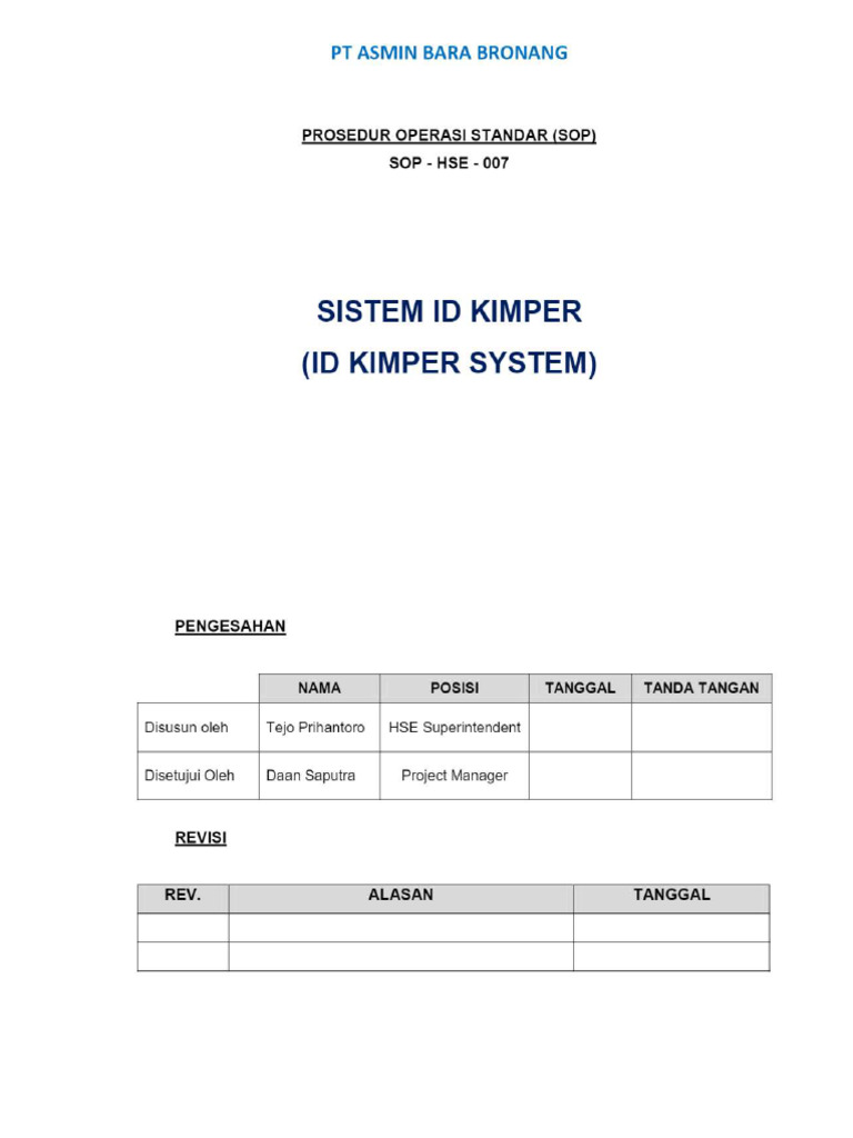 Sistem Id Kimper | PDF