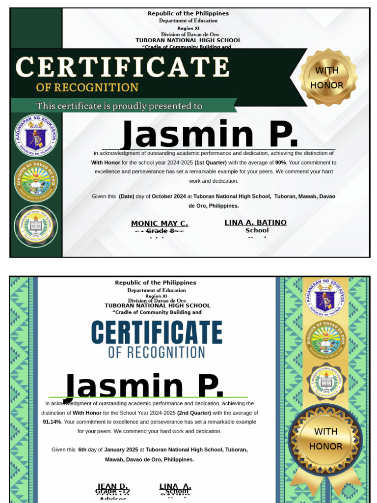 q1 Q4top Achiever Certificate Template | PDF