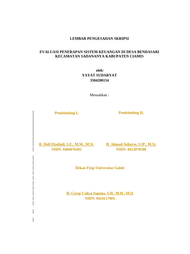 Lembar Pengesahan Skripsi | PDF