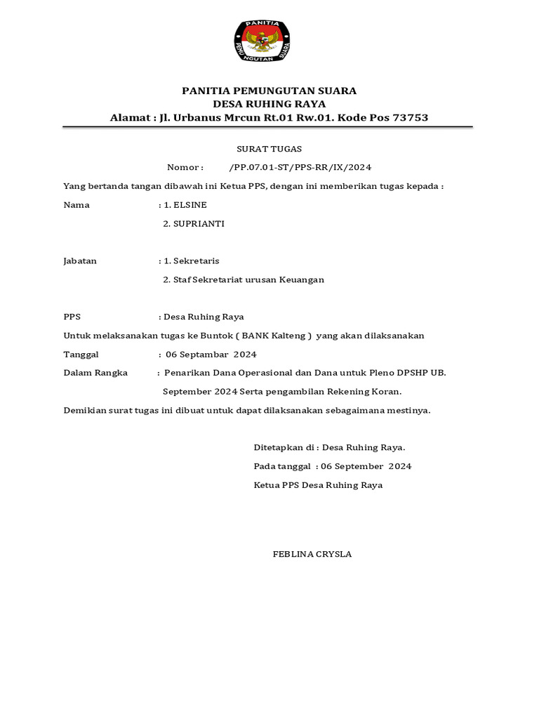 Format Surat Tugas | PDF