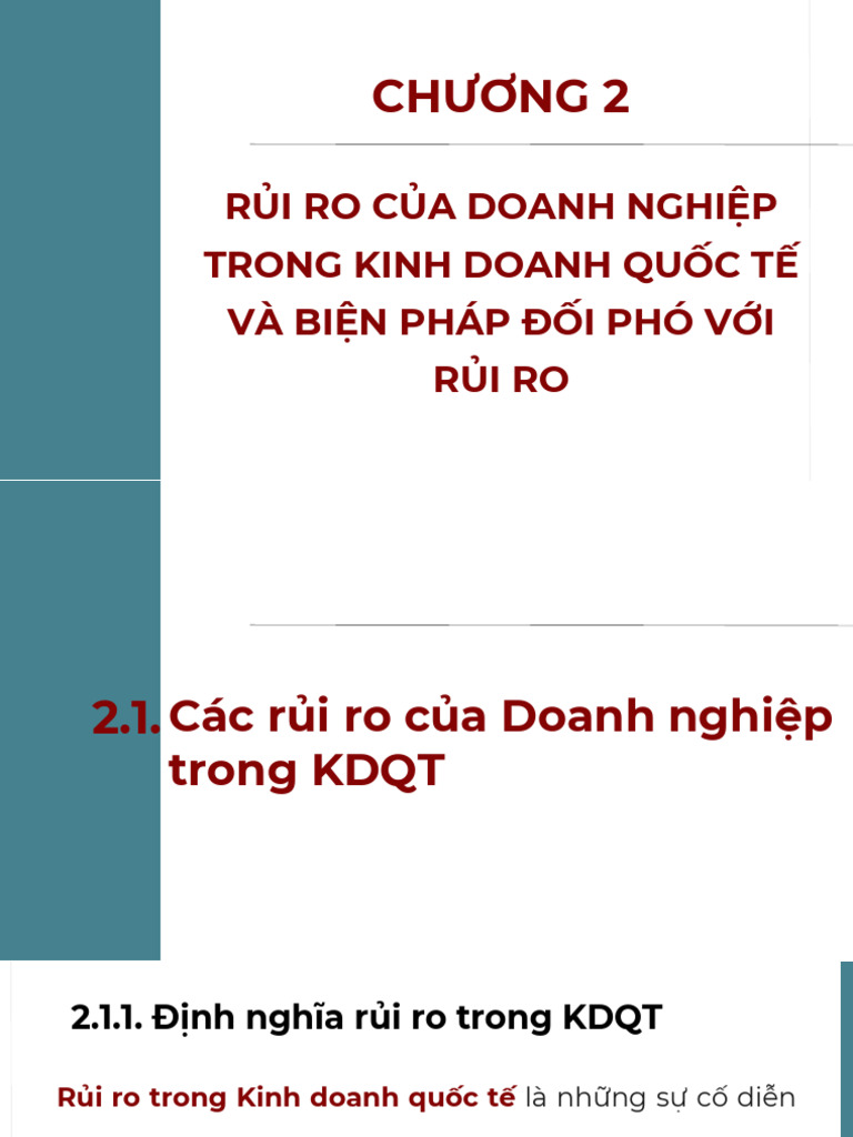 CHƯƠNG 2 - RR Của DN Trong KDQT Và Biện Pháp Đối Phó Với RR | PDF