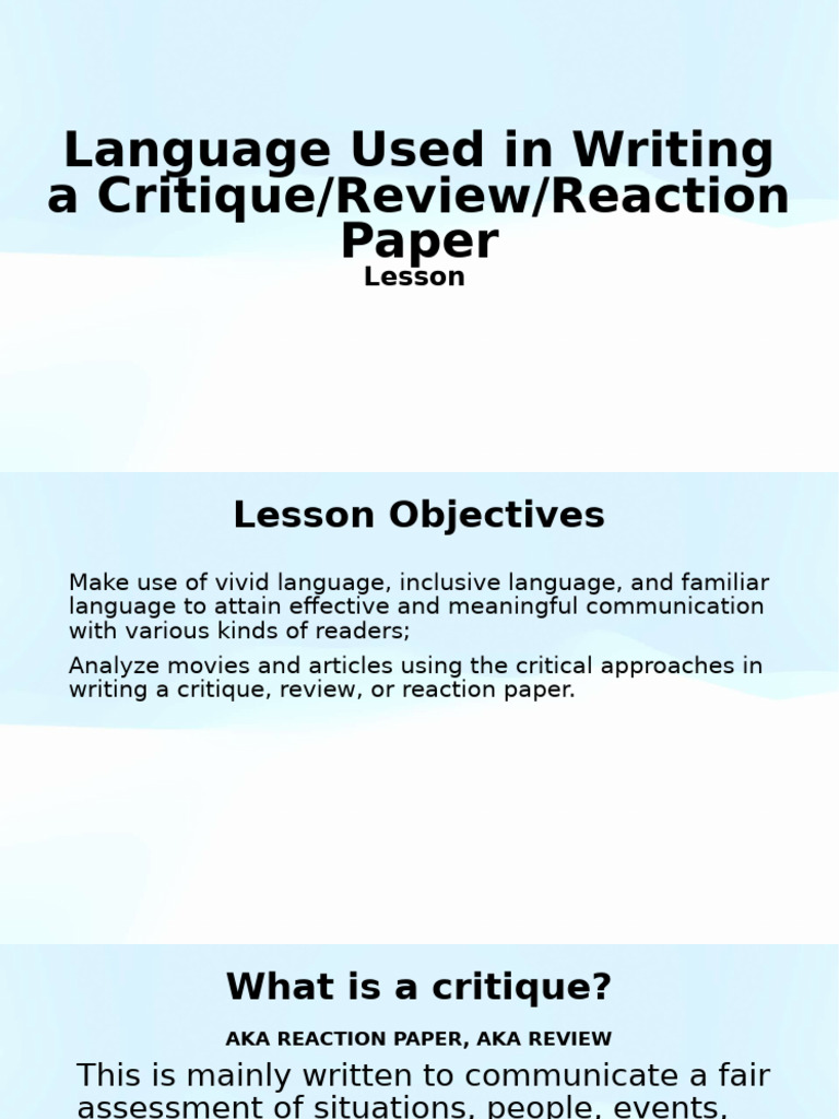 Critique Paper | PDF
