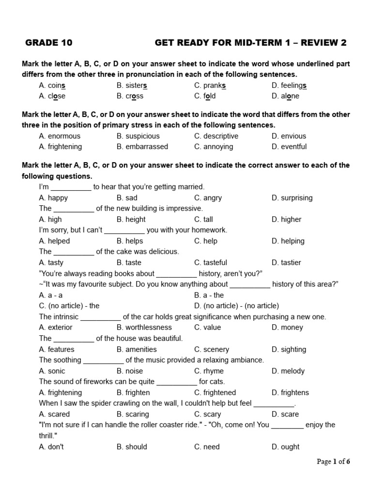 2 Grade 10 - Mid-Term 1 - Review 2 | PDF | United Kingdom | Creativity