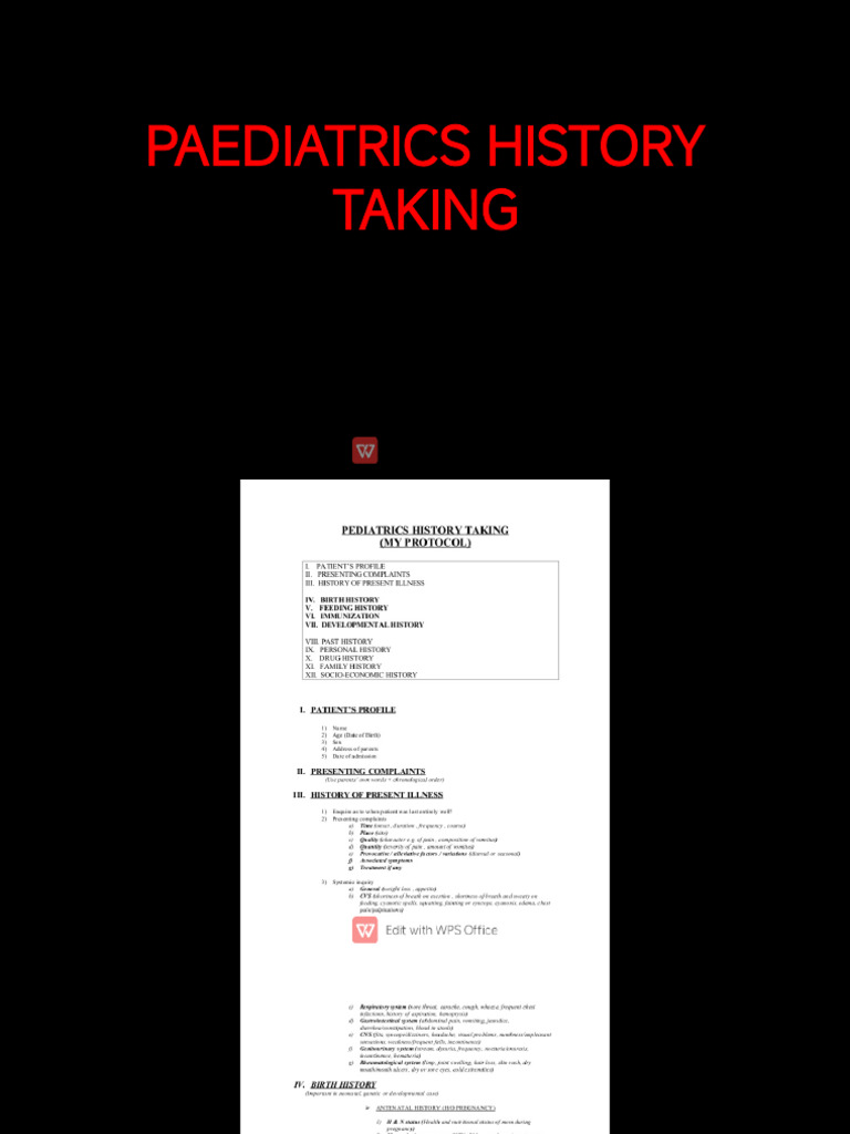 Pediatrics History Taking | PDF