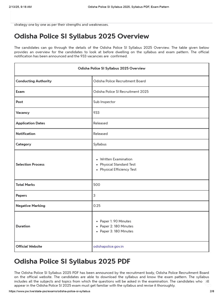 Odisha Police SI Syllabus 2025, Syllabus PDF, Exam Pattern | PDF | English Language | Verb