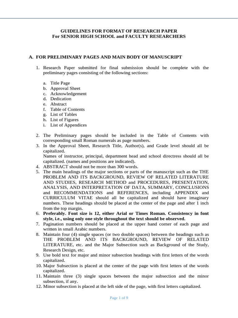 Research Paper Format Guidelines | PDF | Paragraph | Data