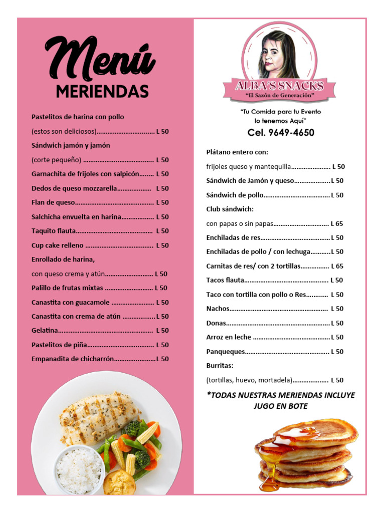 Menú Albas Snacks | PDF | Alimentos | Cocina