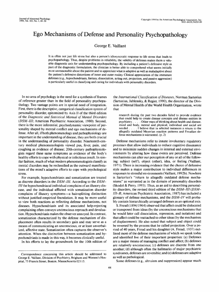 Ego Mechanisms of Defense and | PDF | Diagnostic And Statistical Manual ...