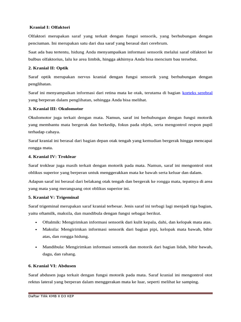 Daftar Tilik KMB Ii | PDF