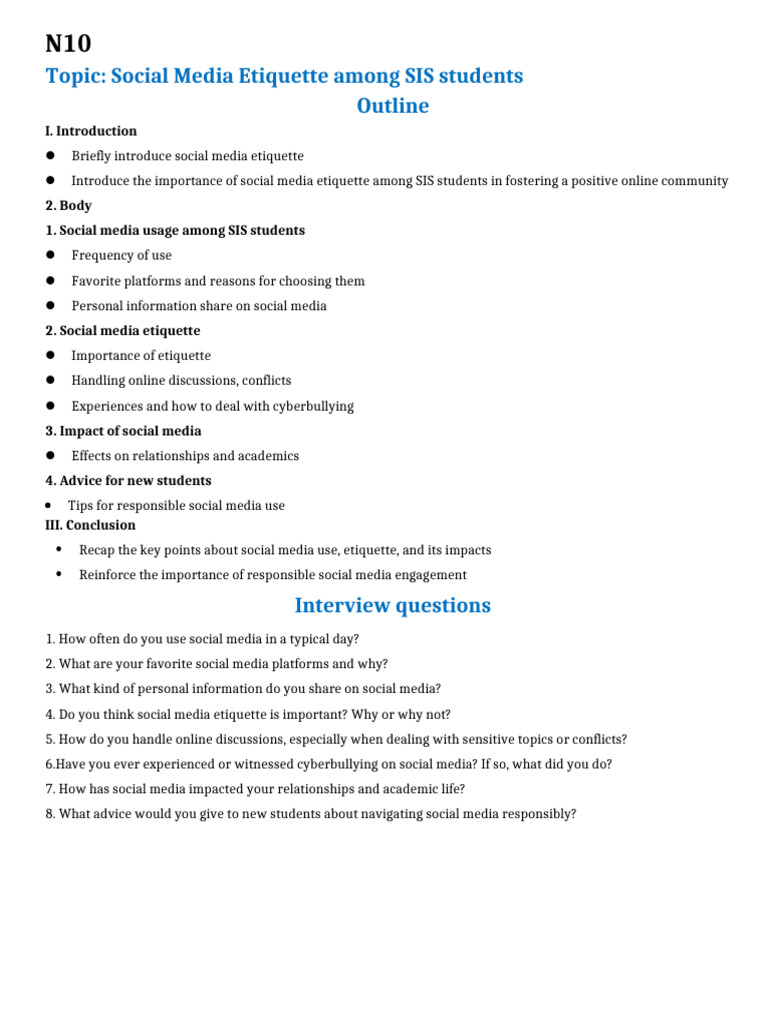 N10 - Social Media Etiquette | PDF