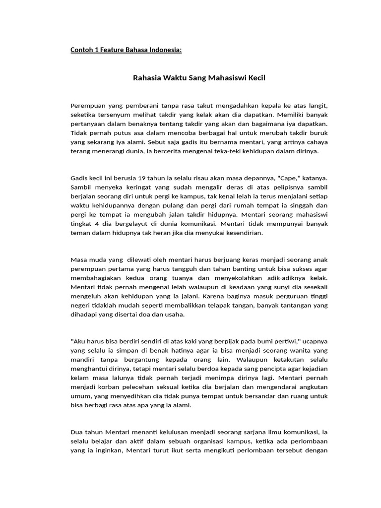 Contoh 1 Feature Bahasa Indonesia | PDF