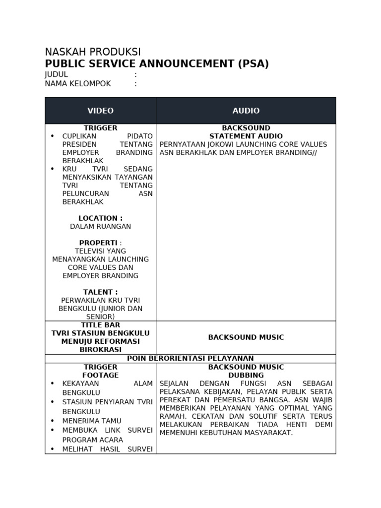 Contoh Naskah Promo TVRI | PDF
