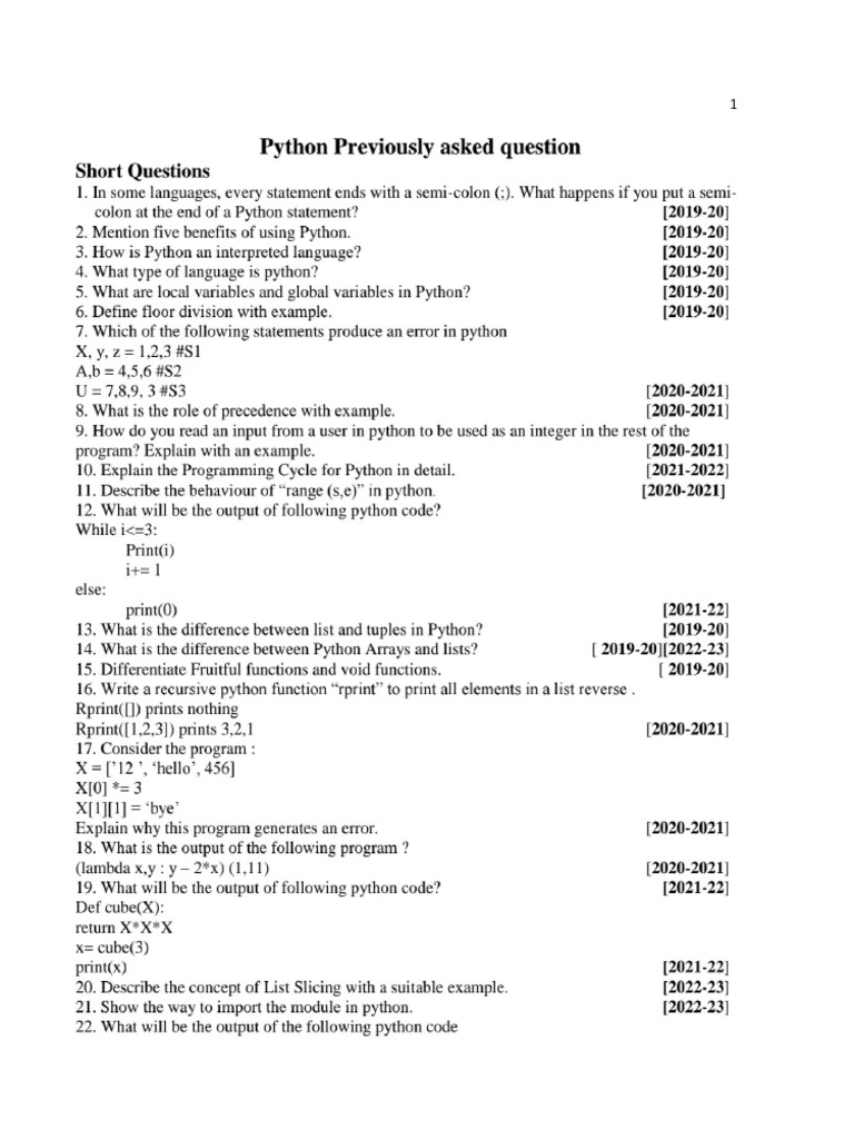 Python Previously Asked Question BCC302 - BCC402 - 1 | PDF