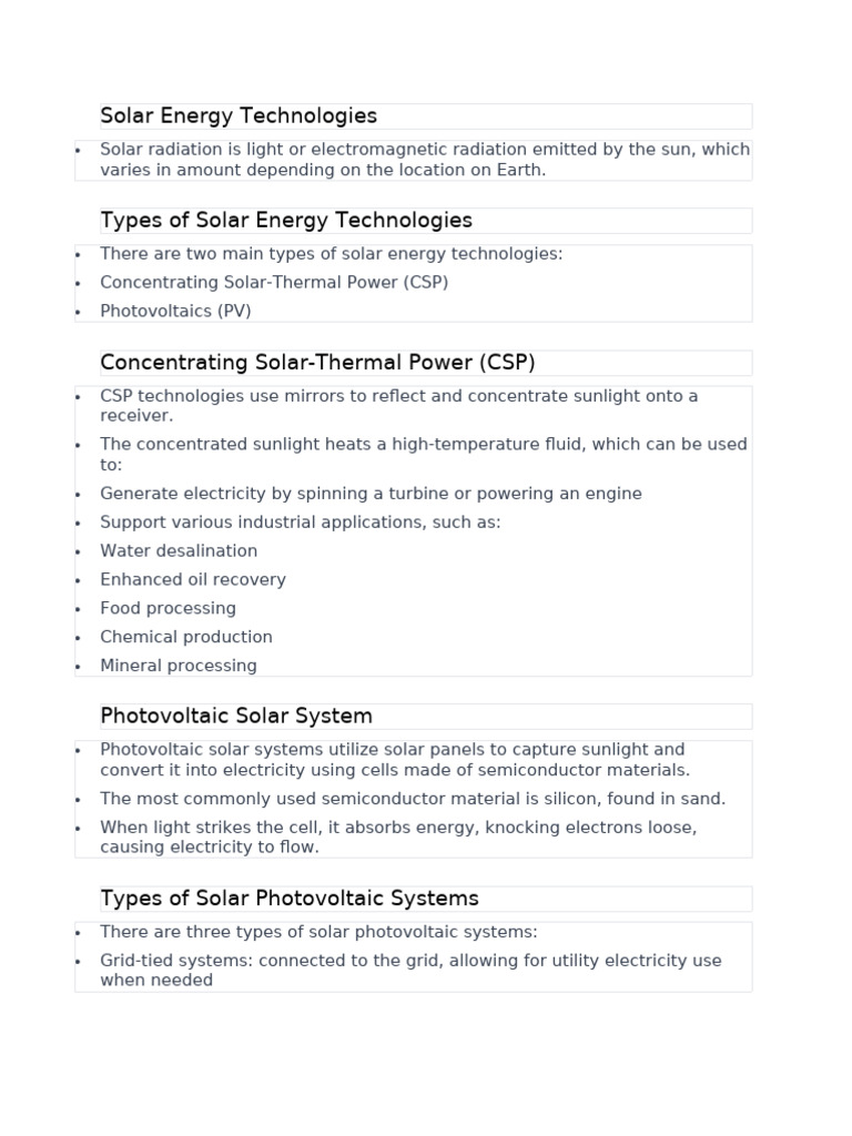 Solar Energy Technologies | PDF | Photovoltaic System | Solar Power