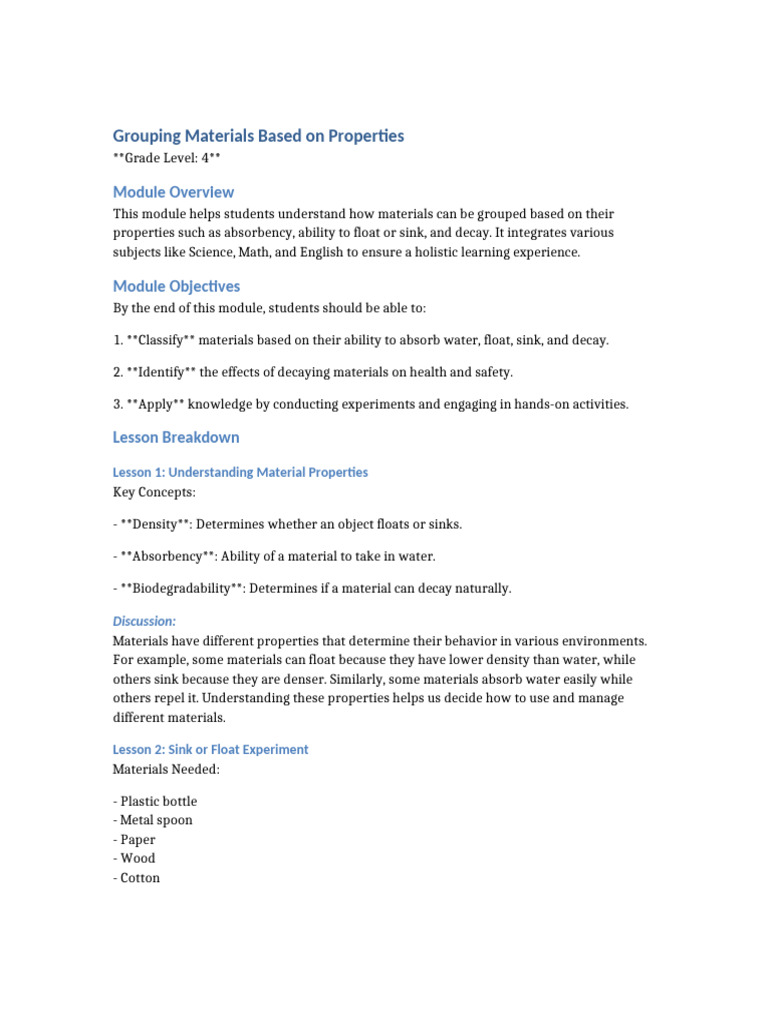 Properties-Based Material Grouping | PDF | Biodegradation | Density