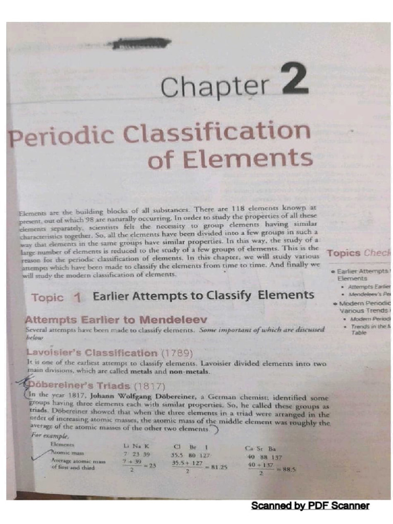 Dobereiner's Triads in Element Classification | PDF | Chemical Elements ...