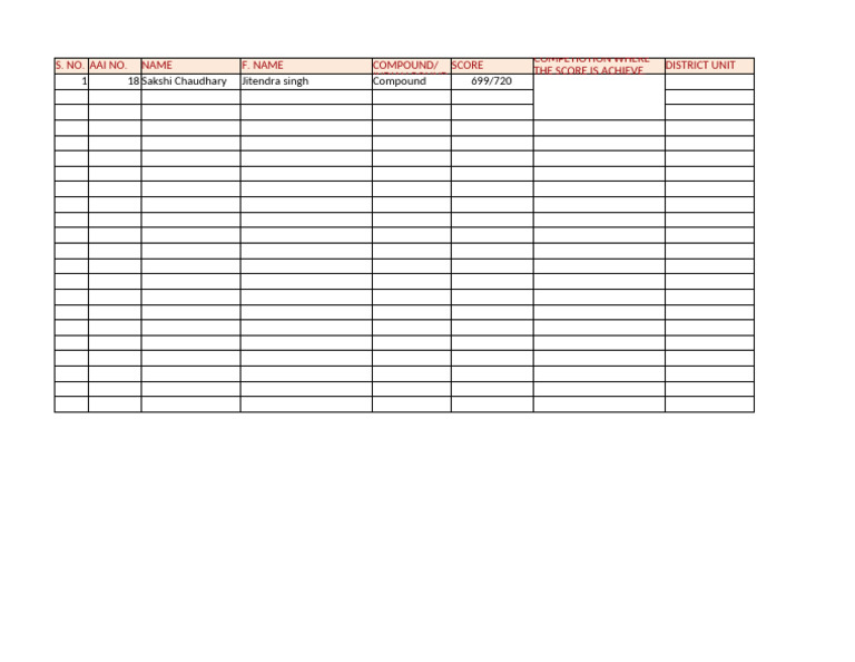 Entry Sheet | PDF