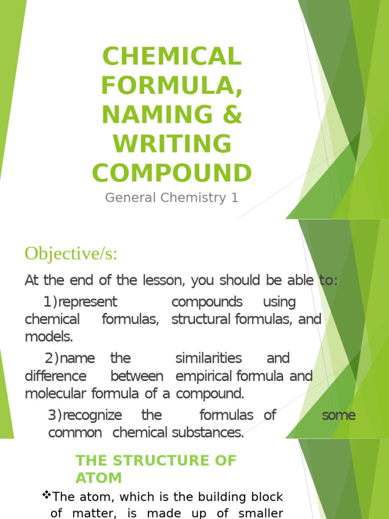 Chemical Formulas & Compound Naming | PDF | Atoms | Ion