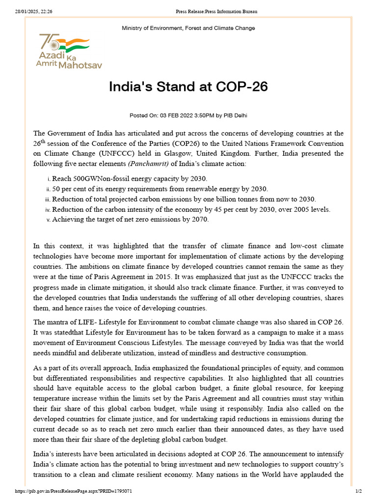 Press Release - Press Information Bureau | PDF | Climate Change ...