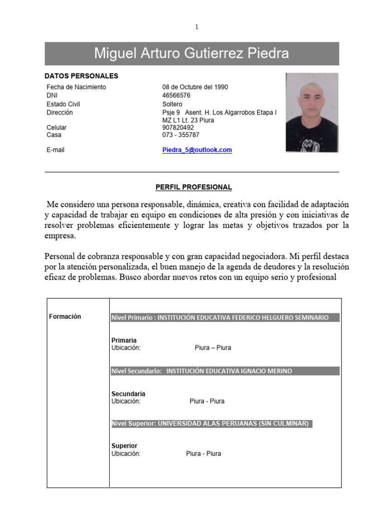 CV - Miguel Gutierrez | PDF