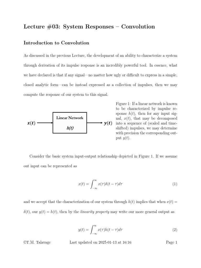 BME3020 L03 Convolution | PDF | Convolution | Function (Mathematics)
