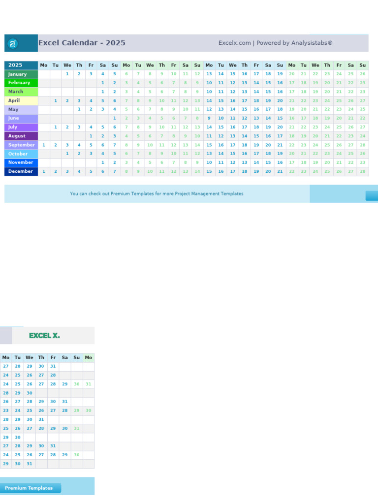 2025 Excel Calendar Template Download | PDF | Download | Software