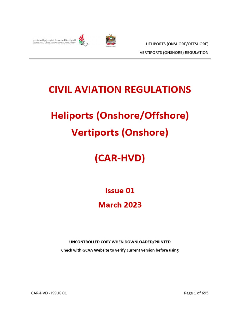 CAR-HVD - On-Shore (HELIPORTS-VERTIPORT) AND Off-Shore (HELIDECK) - ISSUE 01 | PDF | Aviation