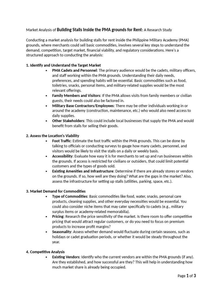 Market Analysis of Building Stalls Inside The PMA Grounds For Rent ...