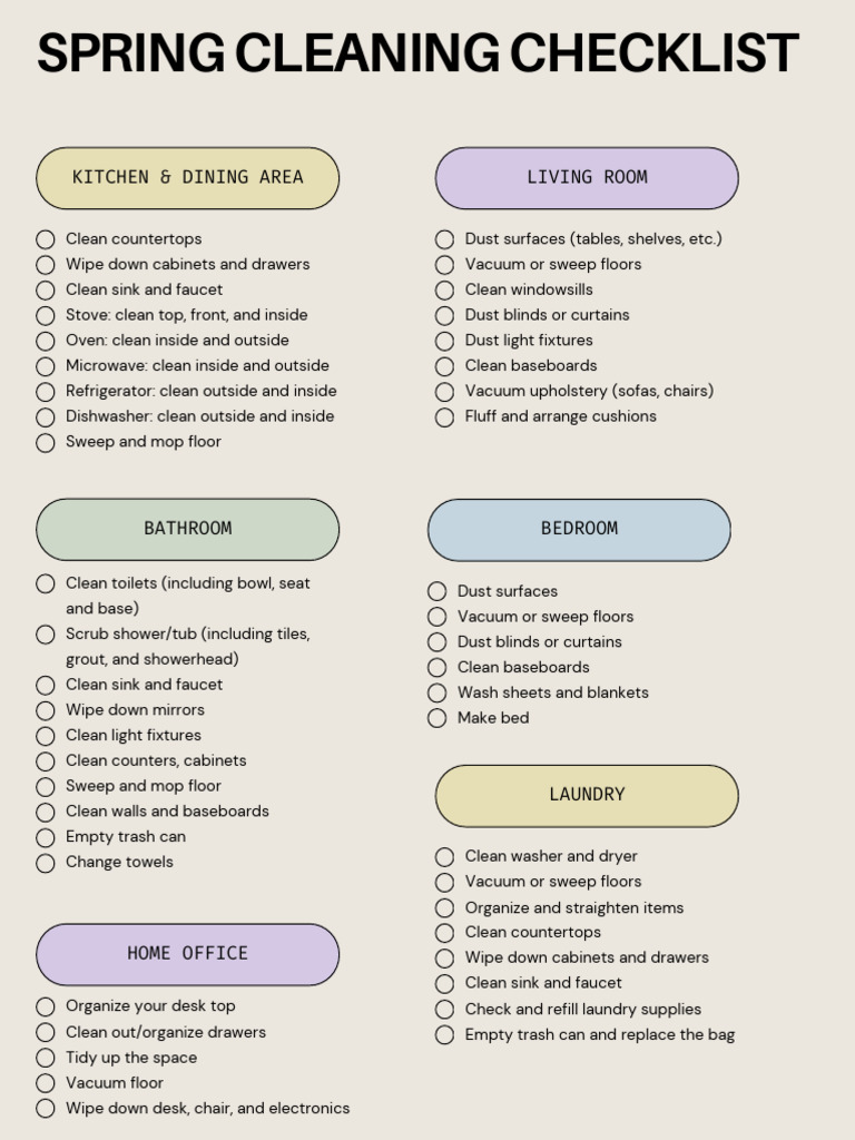 Spring Cleaning Checklist | PDF