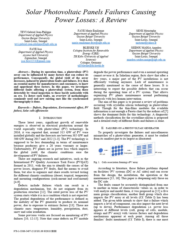 Solar Photovoltaic Panels Failures Causing (Fallas en CD) | PDF ...