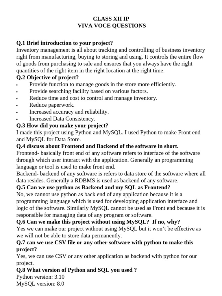 Viva Voice Questions Class 12 Ip | PDF | Relational Database | Python (Programming Language)