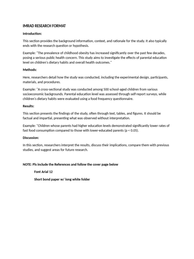Imrad Research Format | PDF