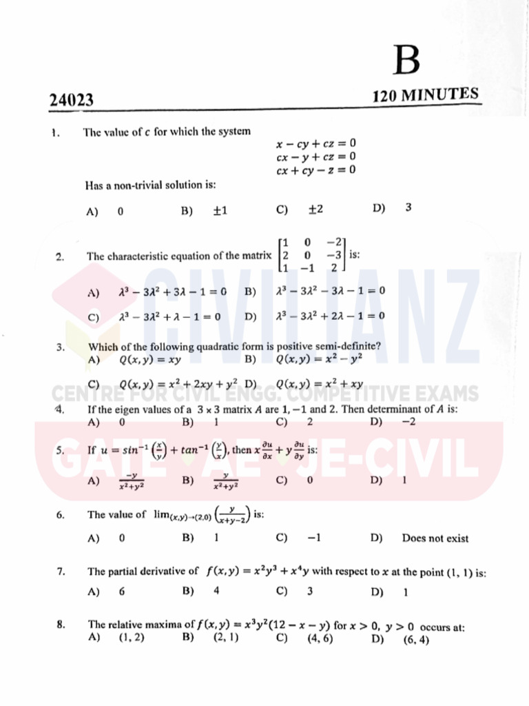 Lateral Entry Test Question Paper 2024 | PDF