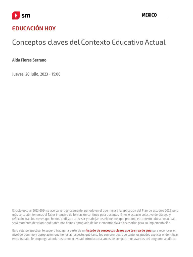 Conceptos Clave de la Nueva Escuela Mexicana | PDF | Aprendizaje | Plan de estudios