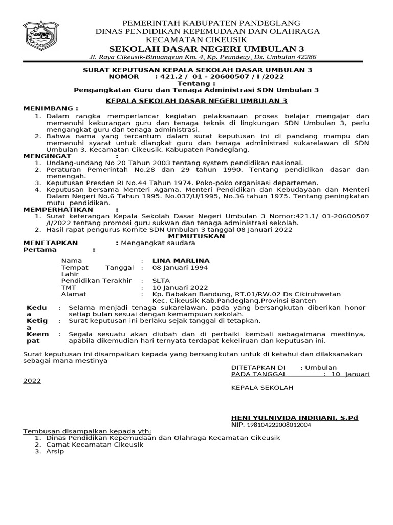 SK BU LINA UMBULAN 3 | PDF