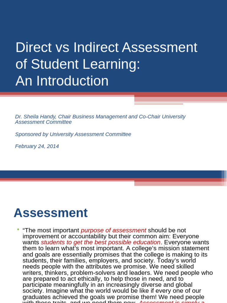 Direct Vs Indirect Assessment | PDF | Educational Assessment | Learning