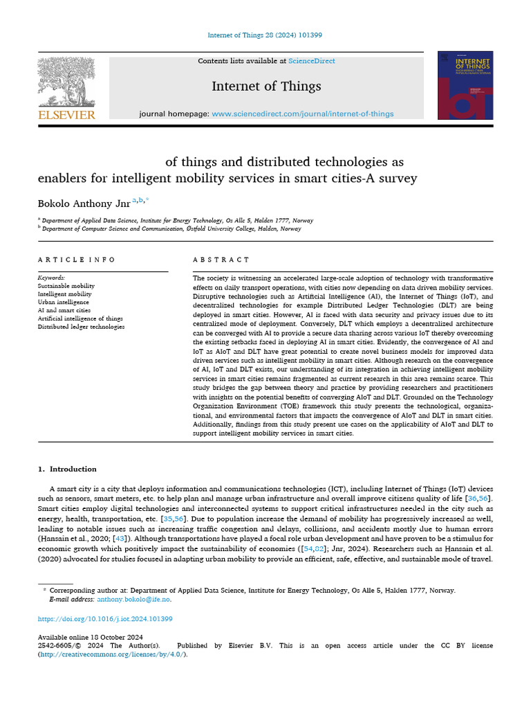 Artificial Intelligence of Things and Distributed Technologies As Enablers For Intelligent ...