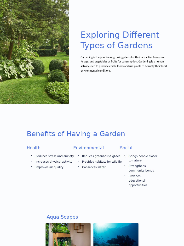 Types of Gardens and Their Benefits | PDF