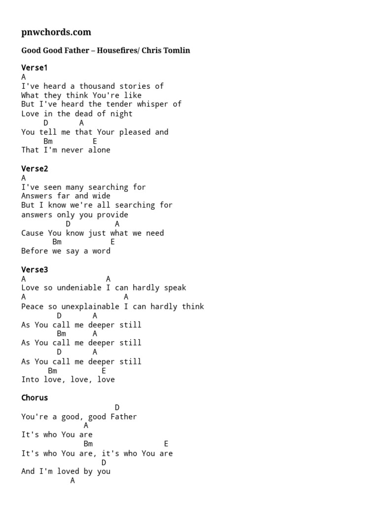 Good Good Father Chords - Chris Tomlin | PDF